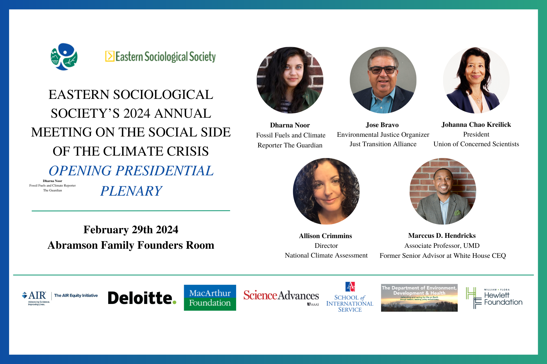 ESS's 2024 Annual Meeting on the Social Side of the Climate Crisis ...